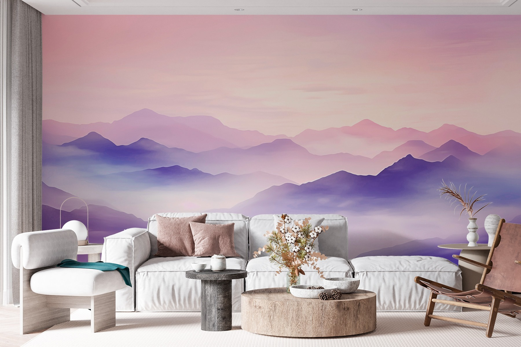 Papel de parede Paisagem de montanhas com nuvens : w03367 - Tapeko.pt